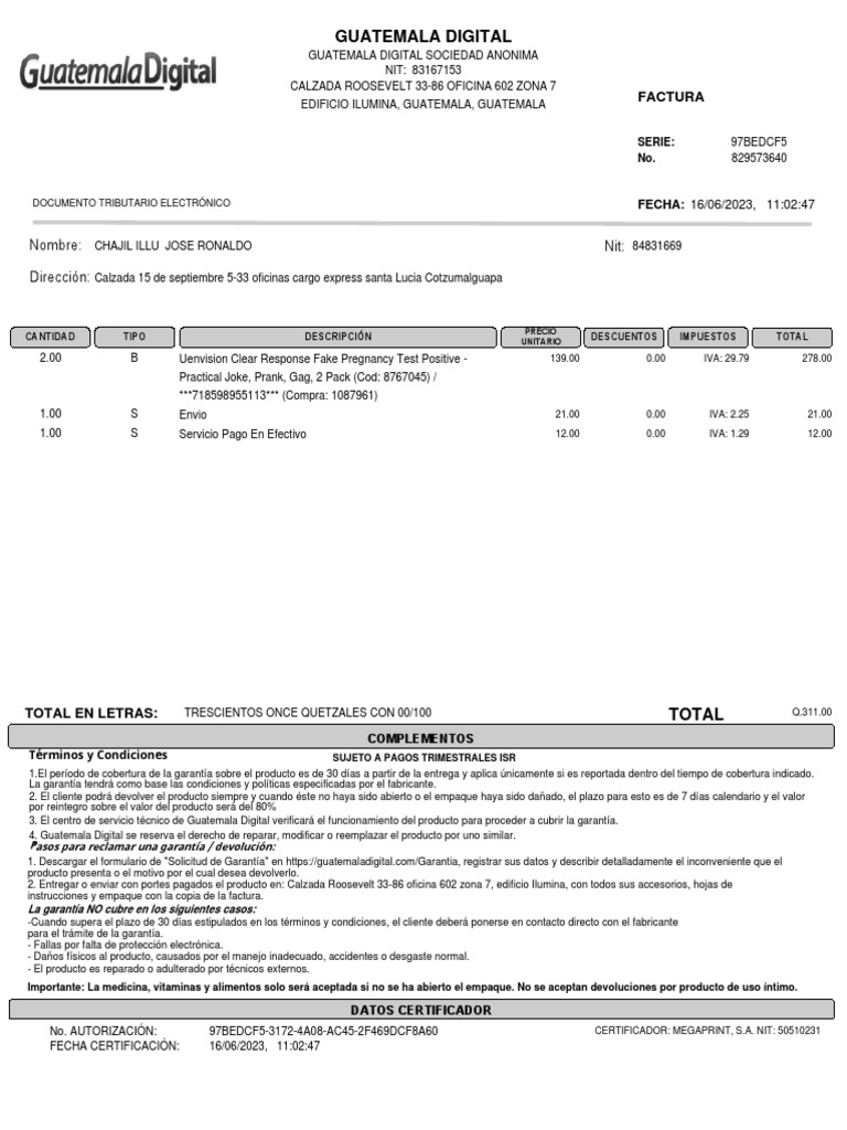 Factura Pdf Factura Guatemala