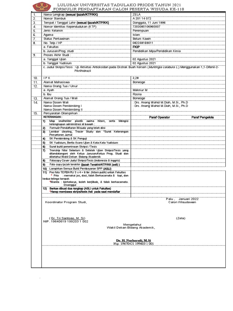 Pendaftaran Wisuda | PDF