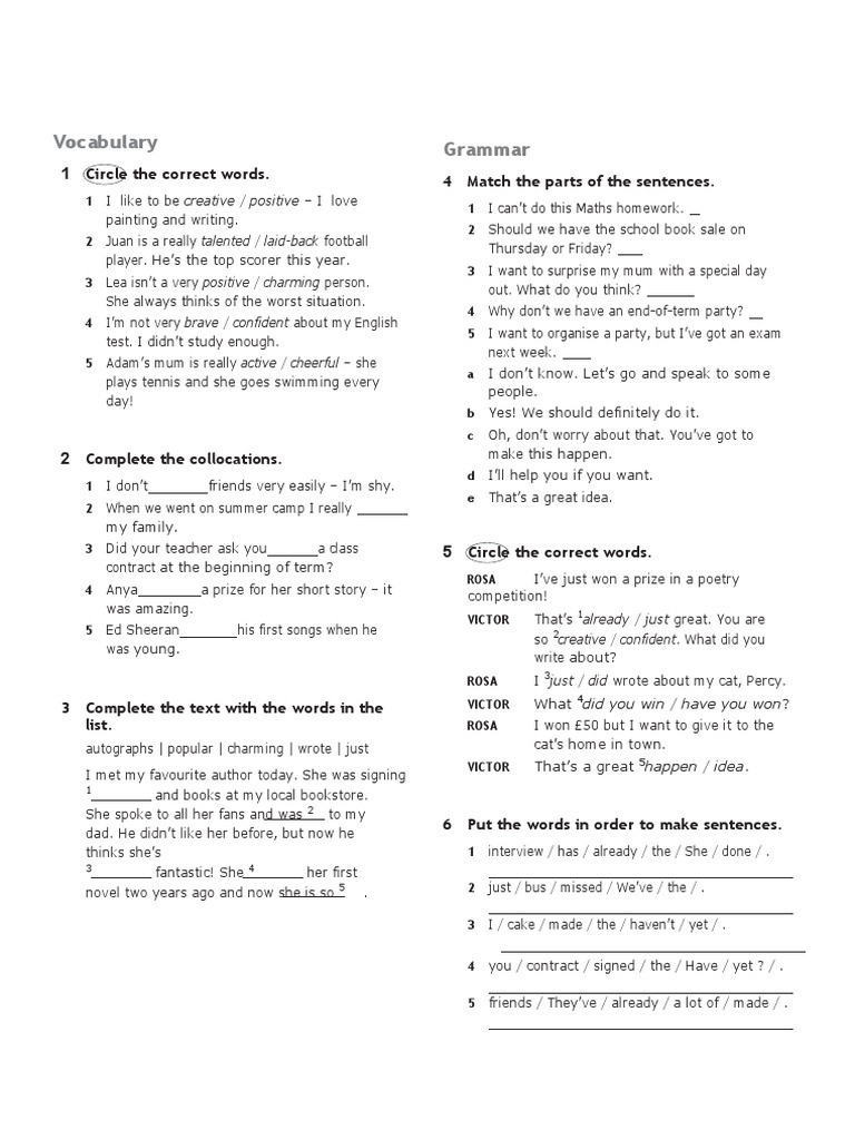 3rd Teens Vocab Grammar Units 1and2 | PDF | English Language