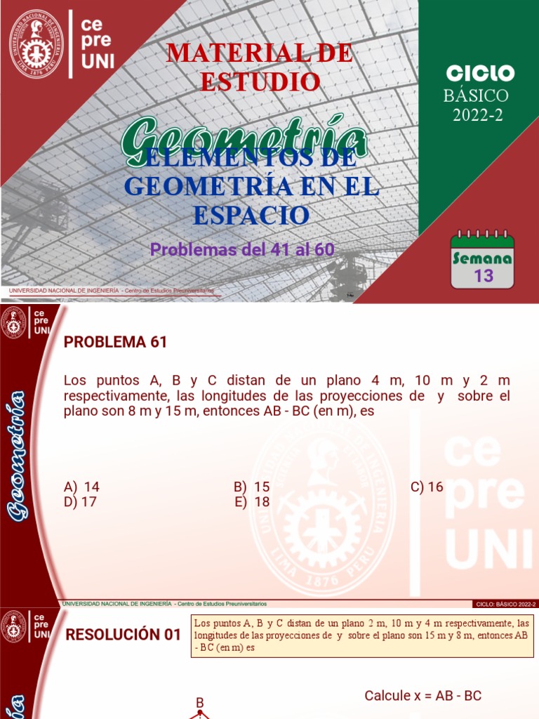 Básico 61-80 Semana 14 Proyección Ortogonal Ángulo Diedro Resolución ...