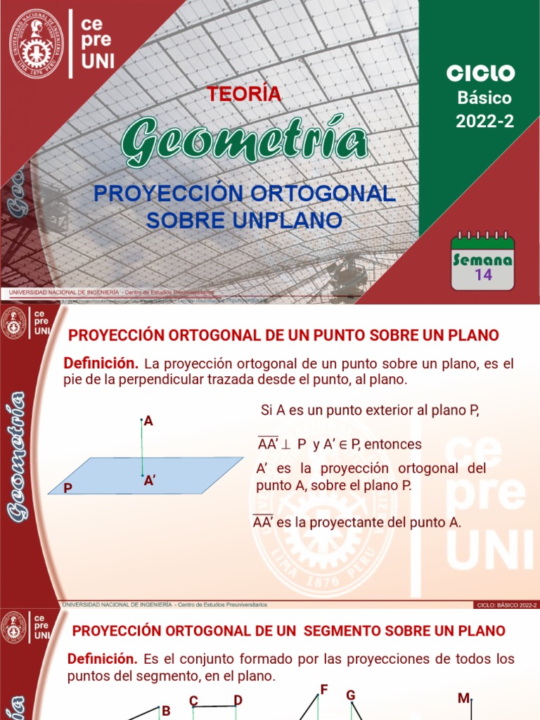 Semana 14 TEORIA Proyección Ortogonal y Ángulo Diedro Básico 2022-2 | PDF | Perpendicular ...