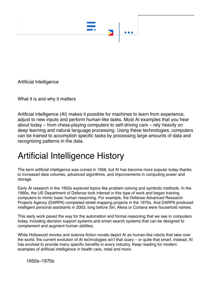 Artificial Intelligence (AI) - What It Is and Why It Matters - SAS | PDF | Artificial ...
