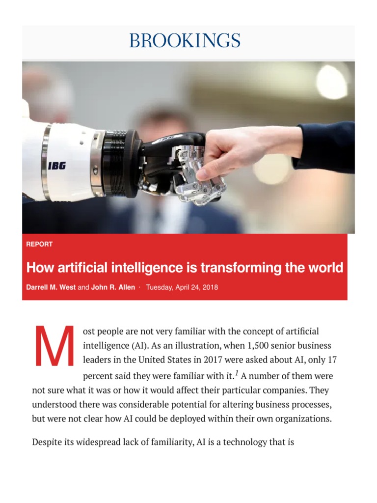 How Artificial Intelligence Is Transforming The World | Download Free PDF | Artificial ...