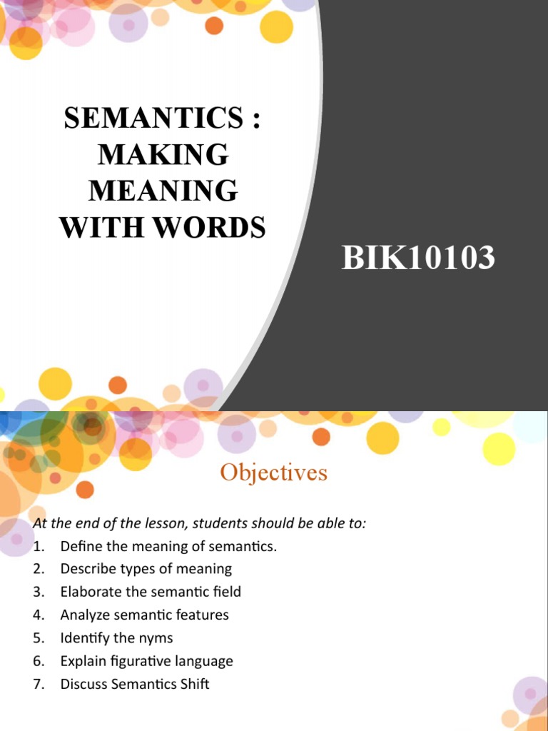 Semantics | PDF | Noun | Word