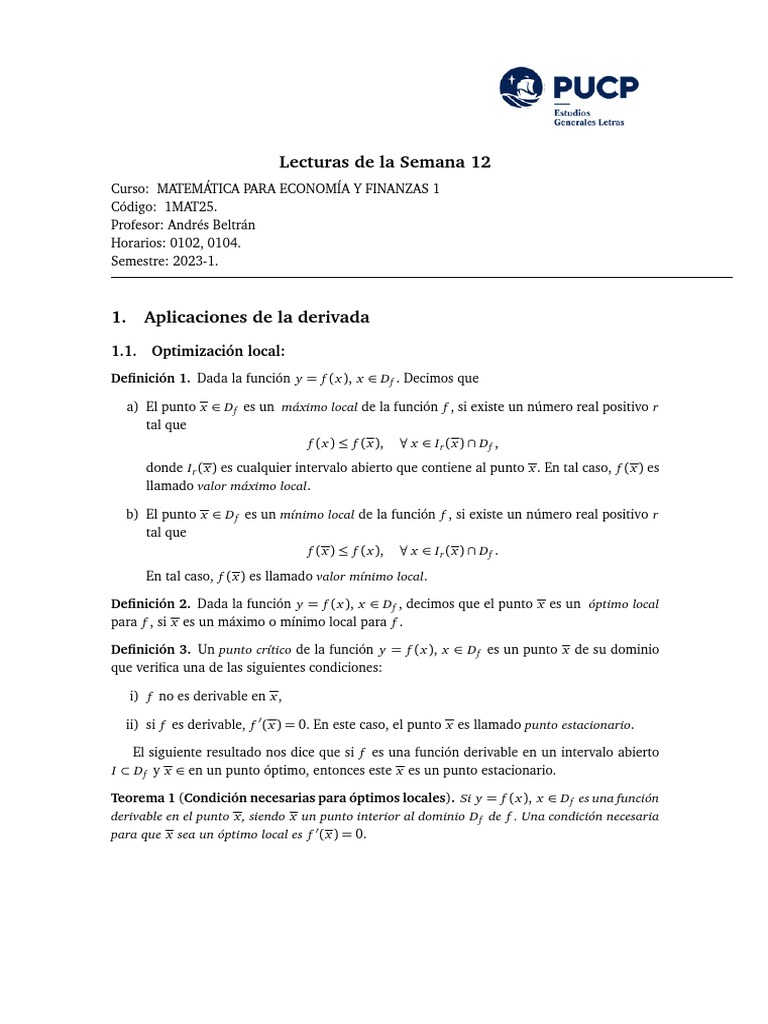 Semana12 MEF1 | PDF | Conjunto convexo | Optimización Matemática