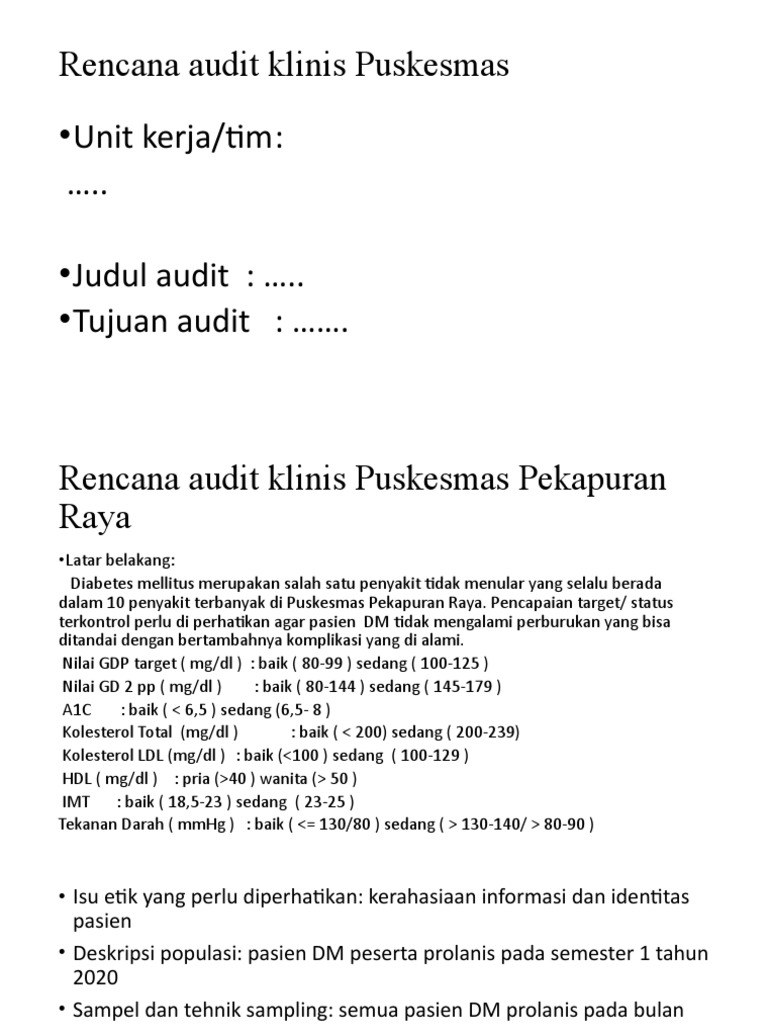 Audit Klinis DM Puskesmas | PDF