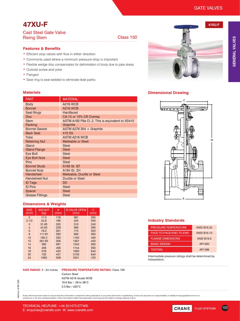 47XU-F-Gate-CraneFS-DS-1021-p103 | PDF | Valve | Mechanical Engineering