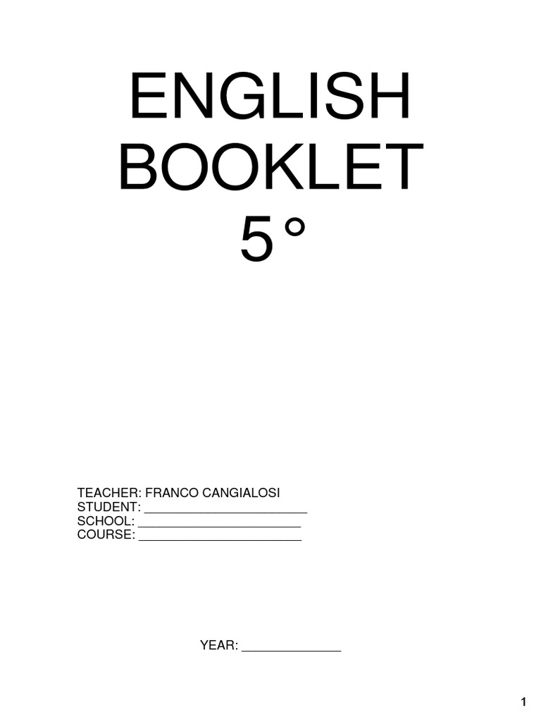5TO AÑO English Booklet_pagenumber | PDF