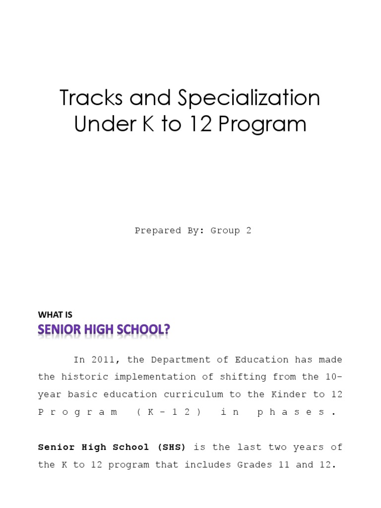 K-12 Program: Tracks and Specializations | PDF | Science, Technology, Engineering, And ...