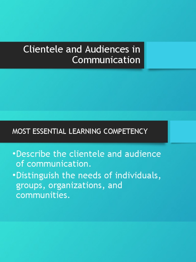 Clientele and Audiences in Communications | PDF | Communication ...