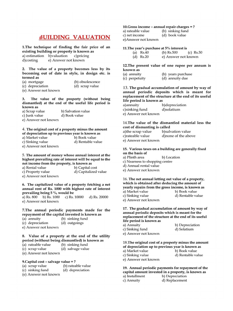 Building Valuation | PDF | Depreciation | Book Value