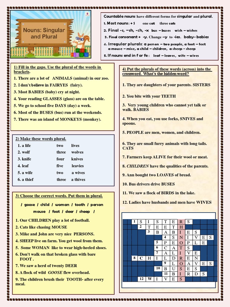 2.nouns Singular and Plural | PDF | Plural | Linguistics