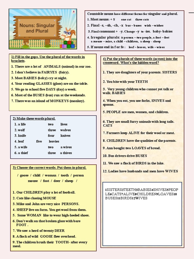2.Nouns Singular and Plural | PDF | Plural | Sheep
