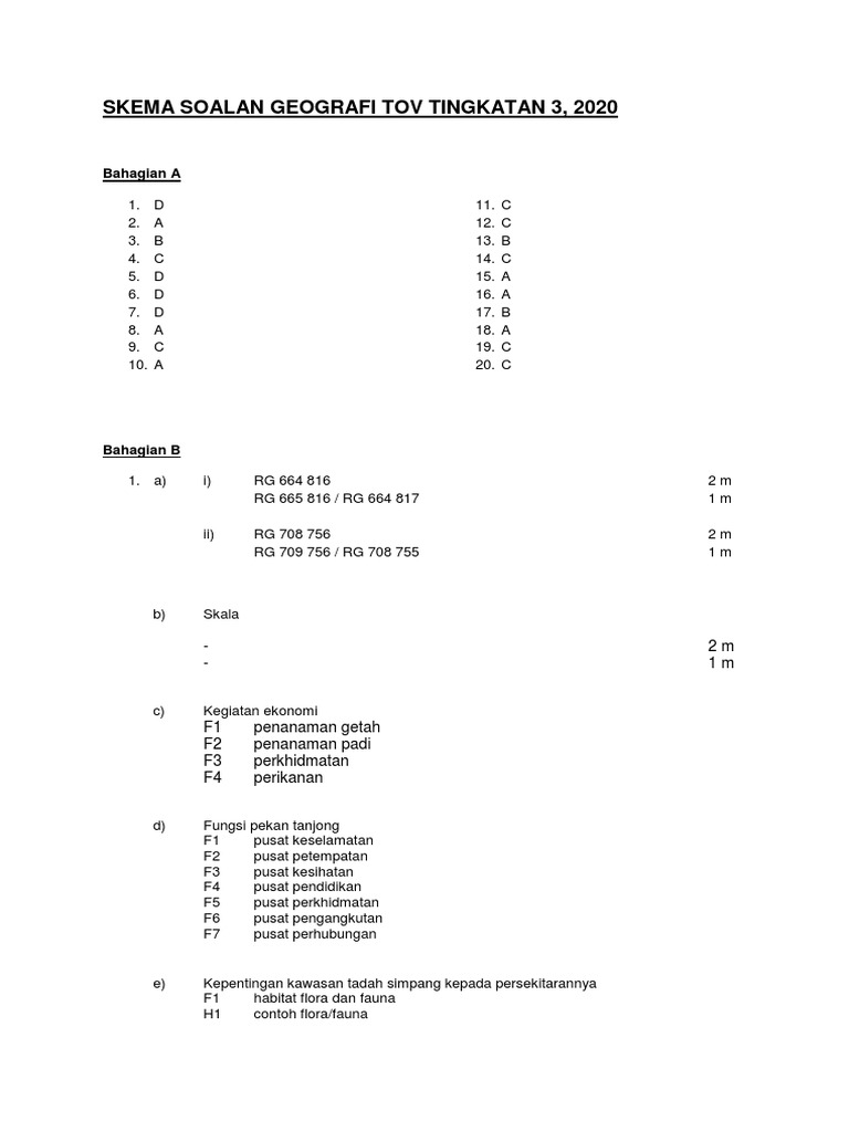 Skema Soalan Geografi Tov Tingkatan 3 | PDF