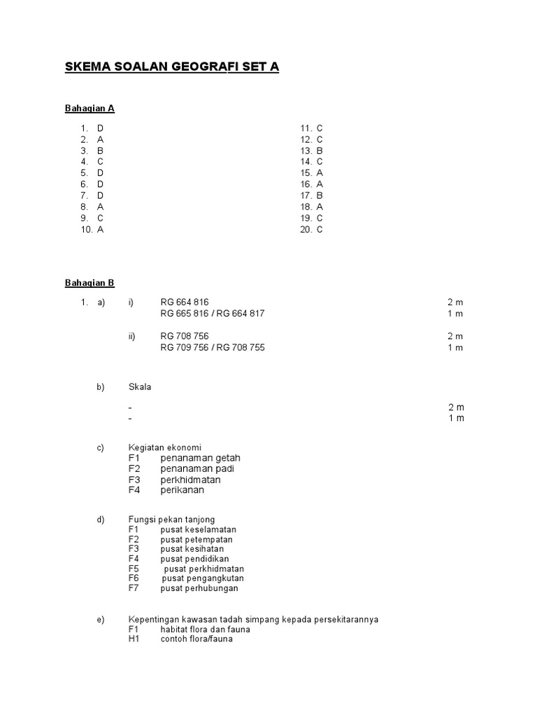 Skema Soalan Set A Geo 2021 | PDF