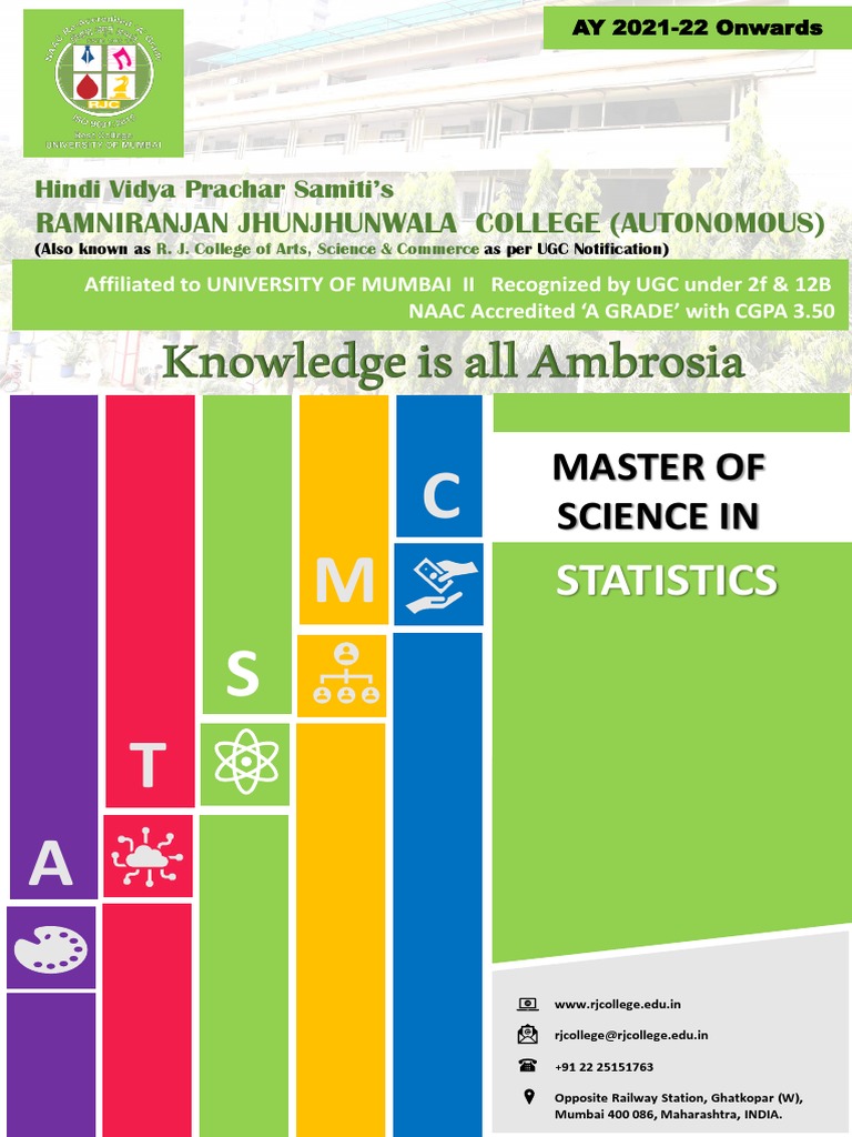 M.SC Statistics Information Brochure (R.J College) | PDF | Statistics | Machine Learning