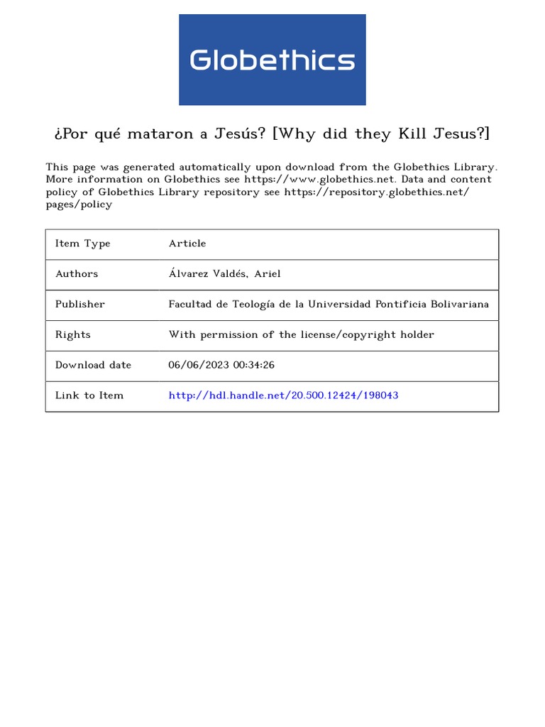 Ariel Álvarez Valdés [2007]. ¿Por Qué Mataron a Jesús_. Cuestiones ...