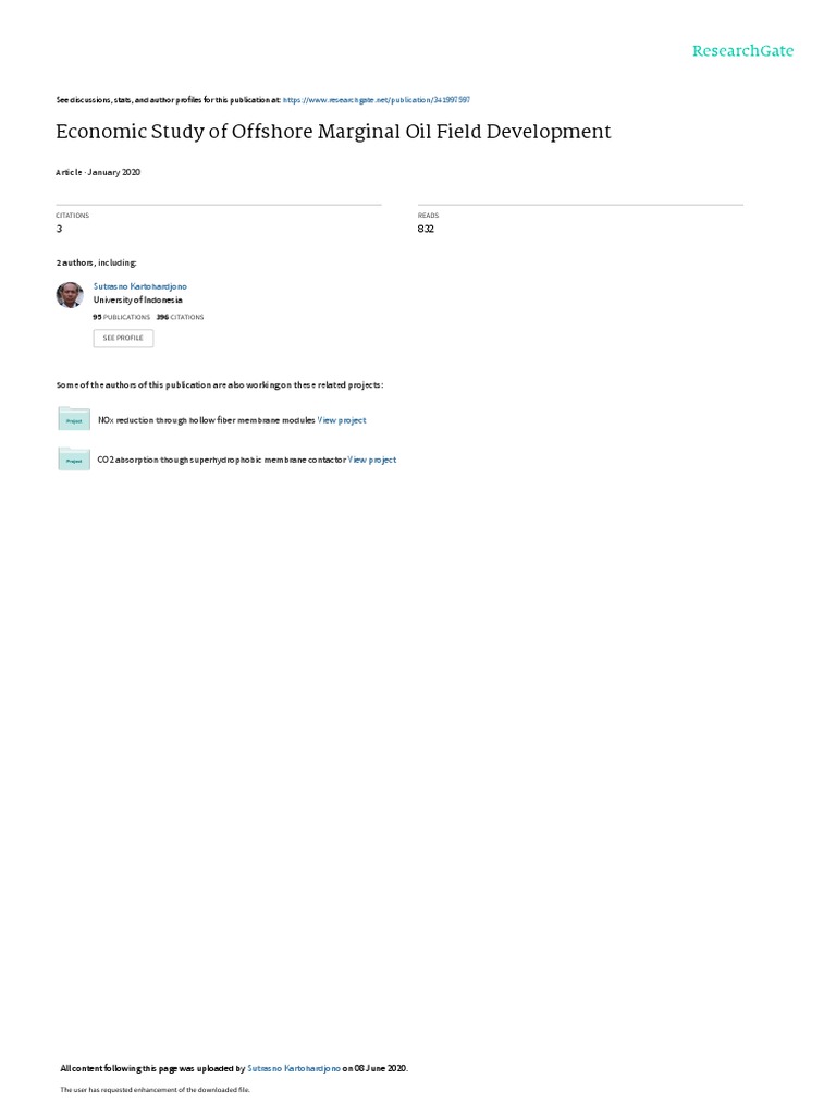 Economic Study of Offshore Marginal Oil Field Development: January 2020 ...