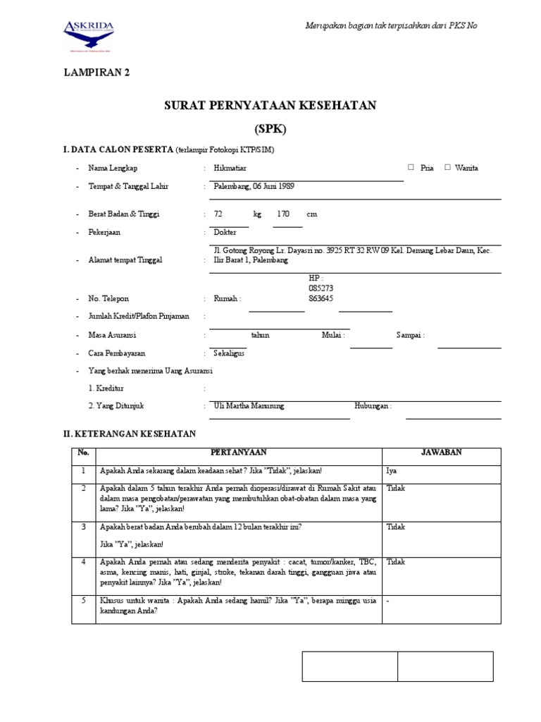 Salin-FORM SPK 2 - Tiar | PDF