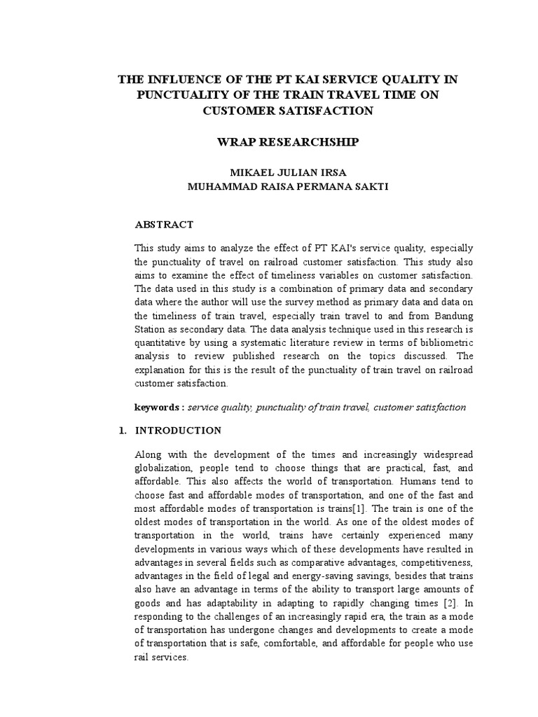 Wrap Researchship - The Influence of The PT Kai Service Quality in ...