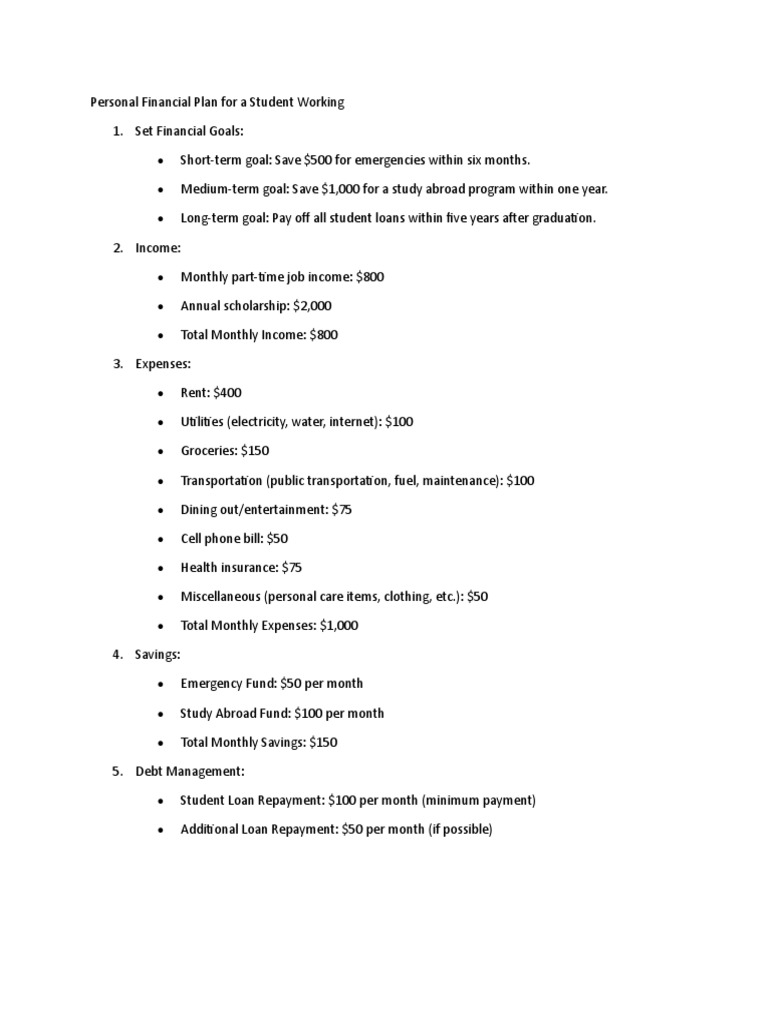 Student Financial Plan Overview | PDF | Social Science