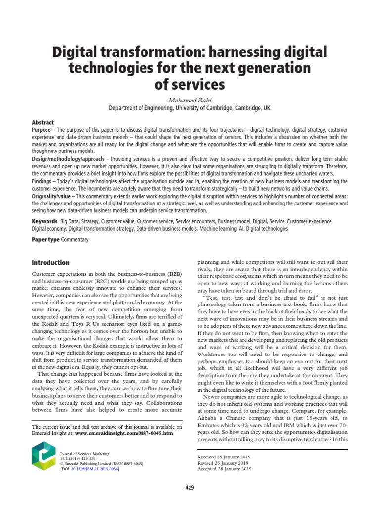Digital Transformation Harnessing Digital Technologies For The Next