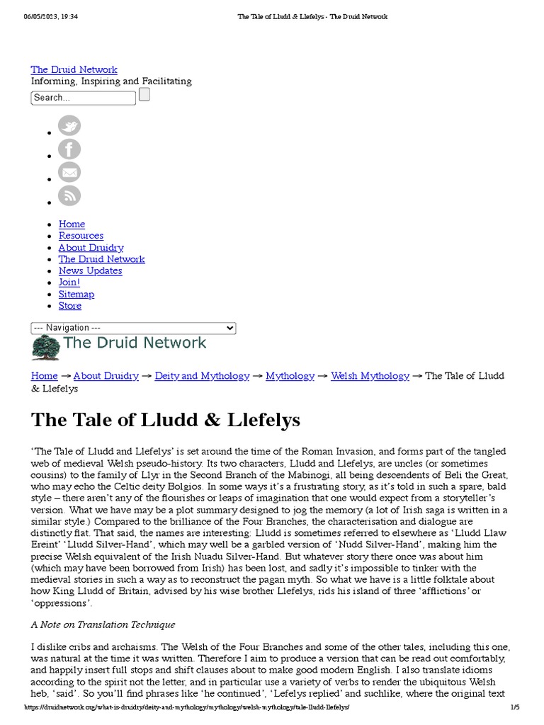 The Tale of Lludd & Llefelys - The Druid Network | PDF | Welsh Mythology | Celtic Mythology