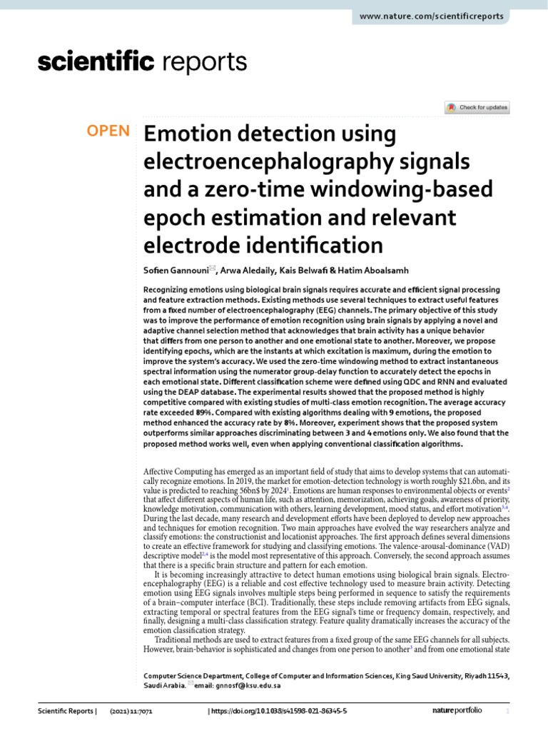 Emotion Detection Using Electroencephalography Signals | PDF | Electroencephalography | Discrete ...