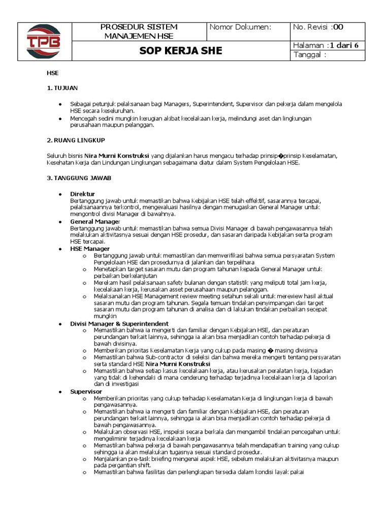 SOP HSE | PDF