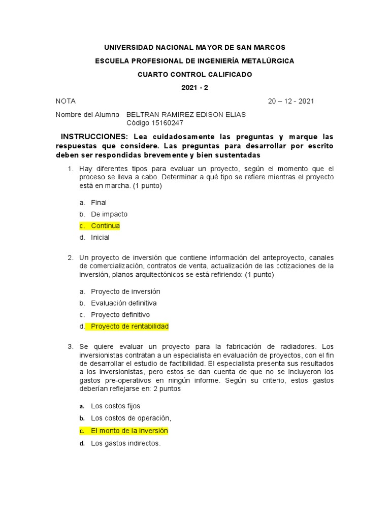 Edison Elias Beltran Ramirez - 4to Control - 2021 - 2 | PDF | Mercado ...