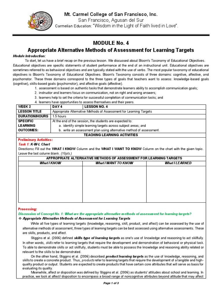 PCK 4.6 - Module 4 | PDF | Learning | Educational Assessment