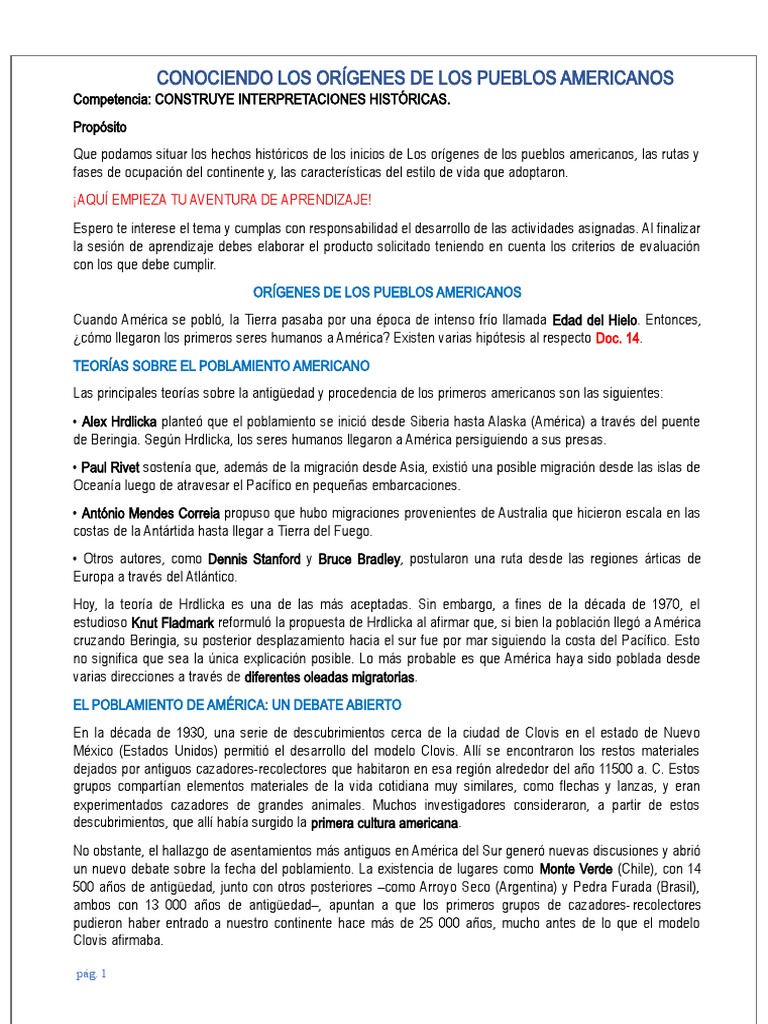 Tema 7 CCSS Conociendo Los Origenes de Los Pueblos Americanos | PDF ...