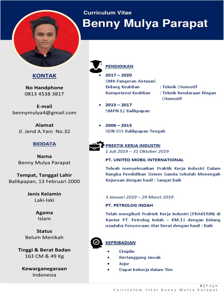 Curiculum Vitae - Benny Mulya Parapat | PDF