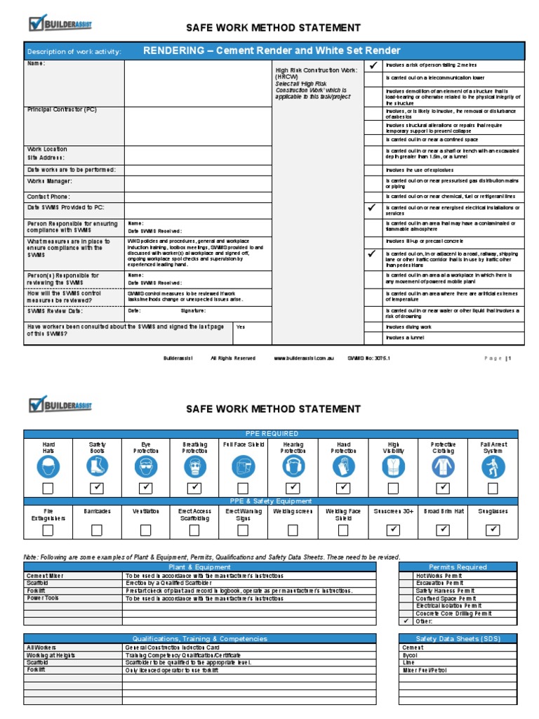 3075 SWMS Renderer | PDF | Personal Protective Equipment | Risk