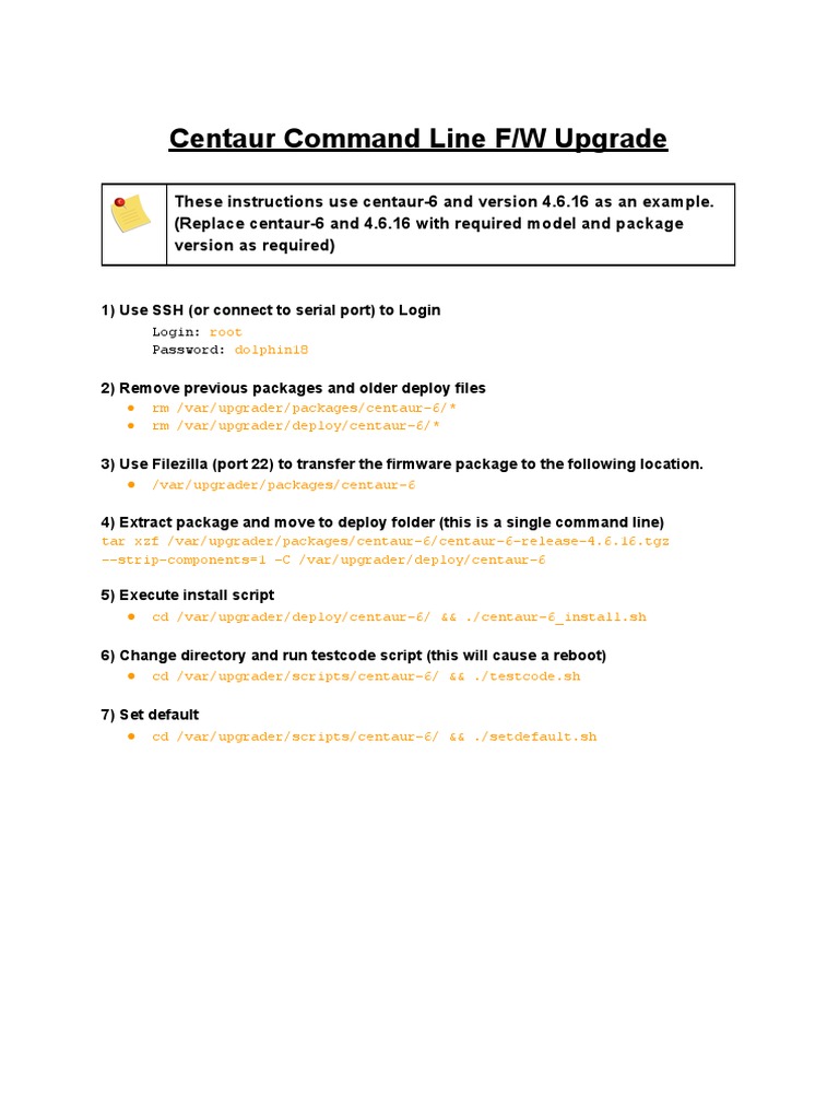 Centaur Command Line Firmware Upgrade | PDF