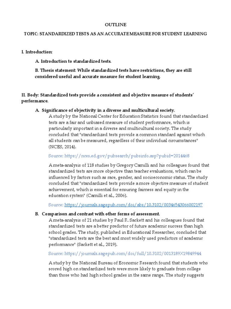 OUTLINE | PDF | Standardized Tests | Educational Assessment