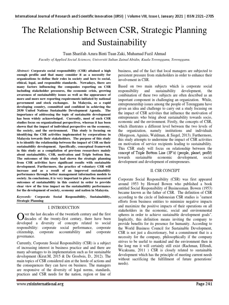CSR and Sustainability | Download Free PDF | Corporate Social ...