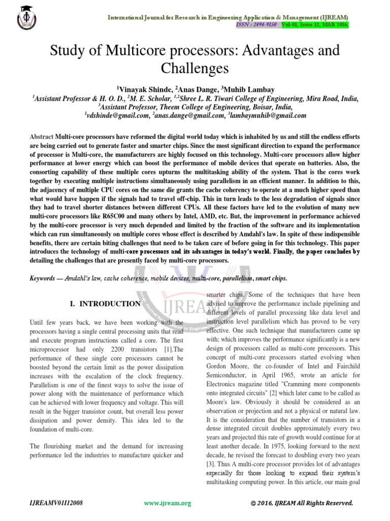 Ijreamv01i12008 Pdf Multi Core Processor Central Processing Unit