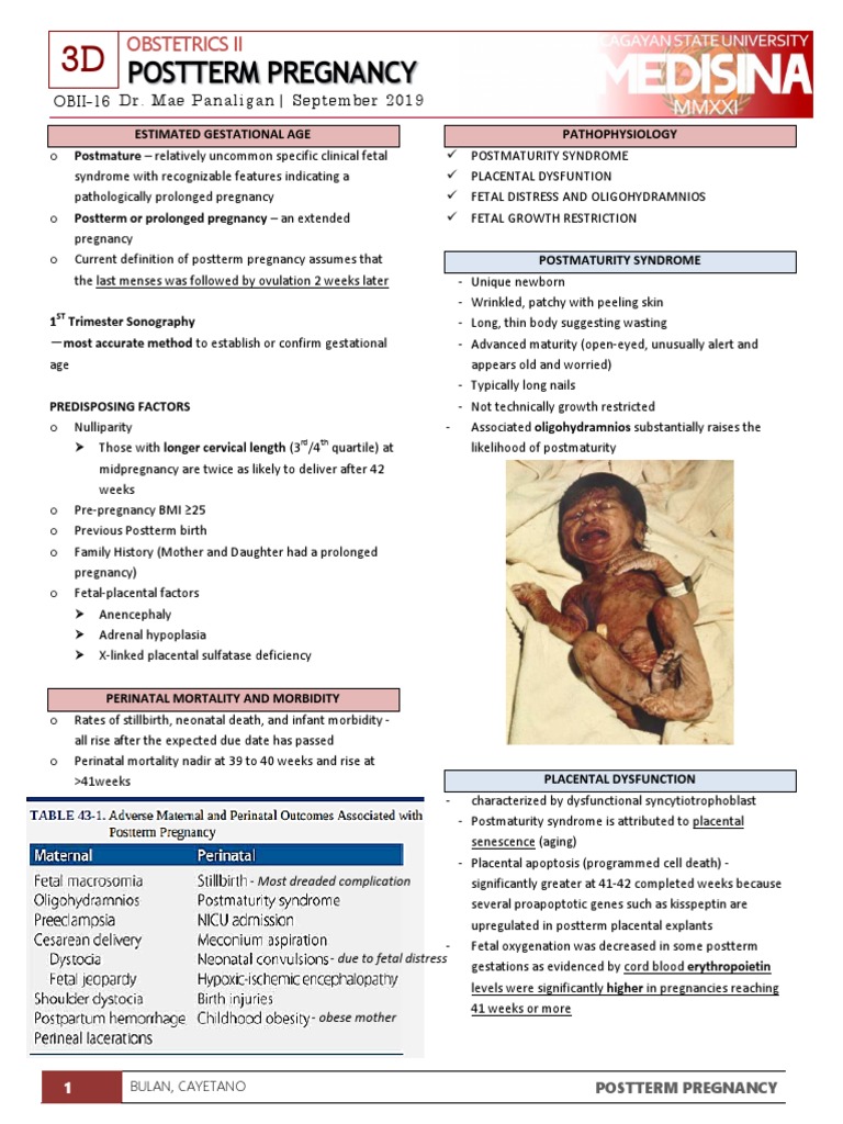 Postterm Pregnancy Overview | PDF | Childbirth | Pregnancy