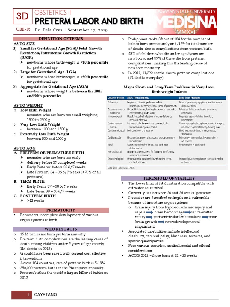 OBII - 15 Preterm Labor and Birth | PDF | Preterm Birth | Childbirth