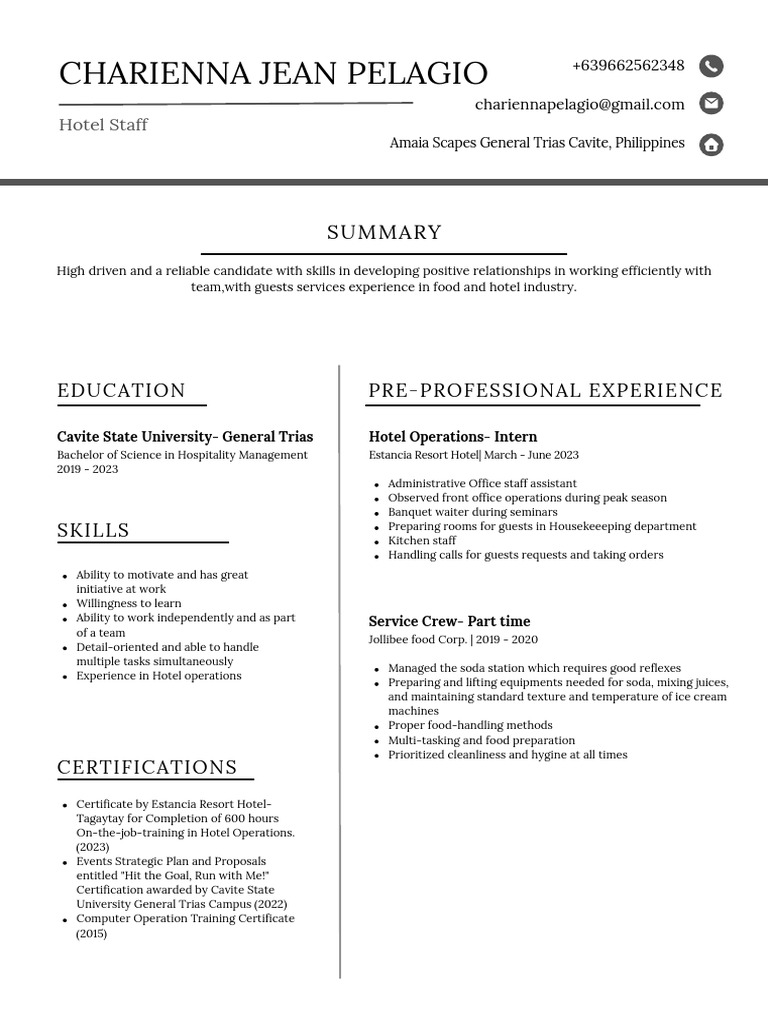 RESUME (Sample) | PDF | Cognition