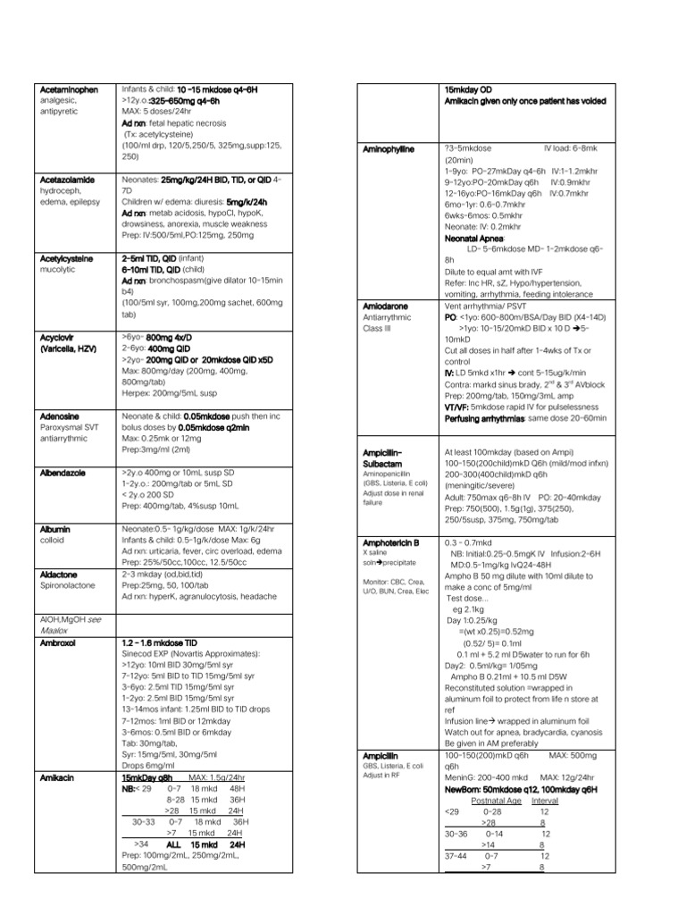 Pedia Notes | PDF | World Health Organization | Pharmacology