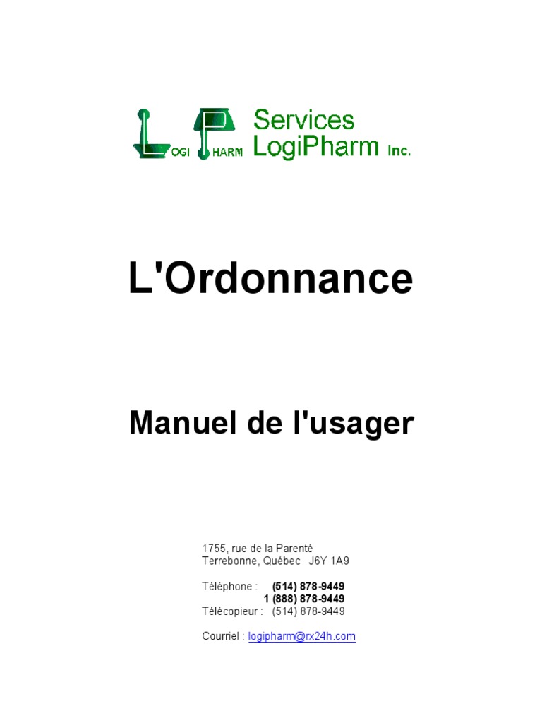 Manuel de l'usager de l'Ordonnance | PDF | Ordonnance médicale | Pharmacie
