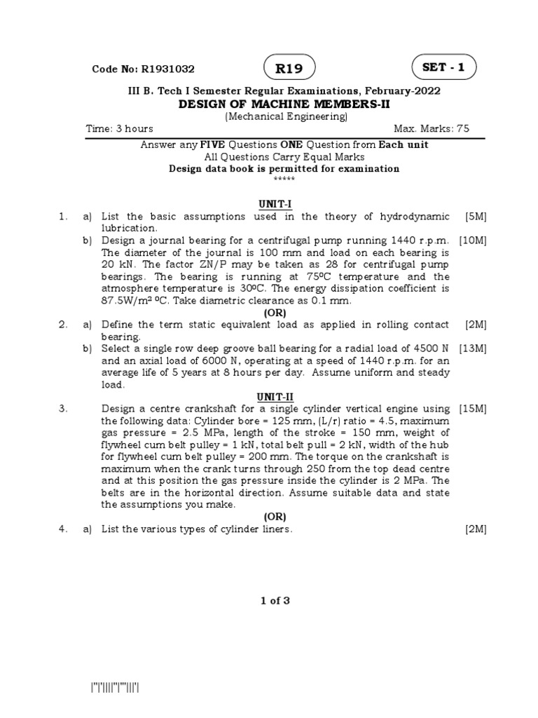 Design of Machine Members-II Feb 2022 | PDF | Gear | Belt (Mechanical)