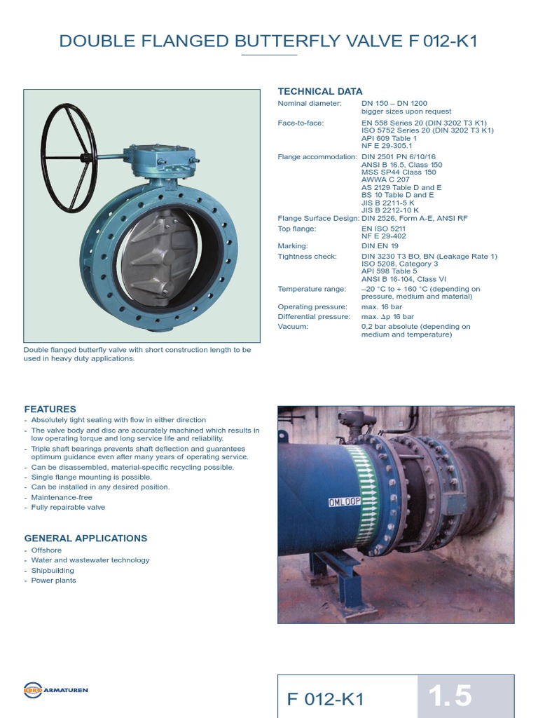 Double Flanged Butterfly Valve F 012-K1 | PDF | Mechanical Engineering ...