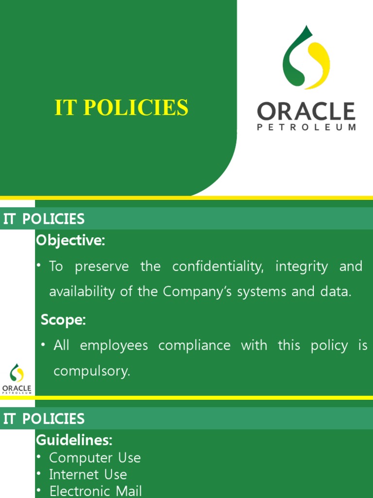Oracle Petroleum IT Policy Guidelines | PDF | Internet | Computing