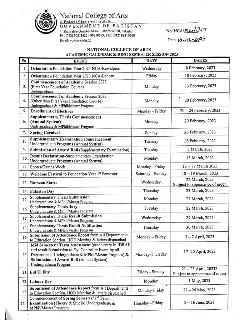 academic-calendar-spring-semester-2023 | PDF