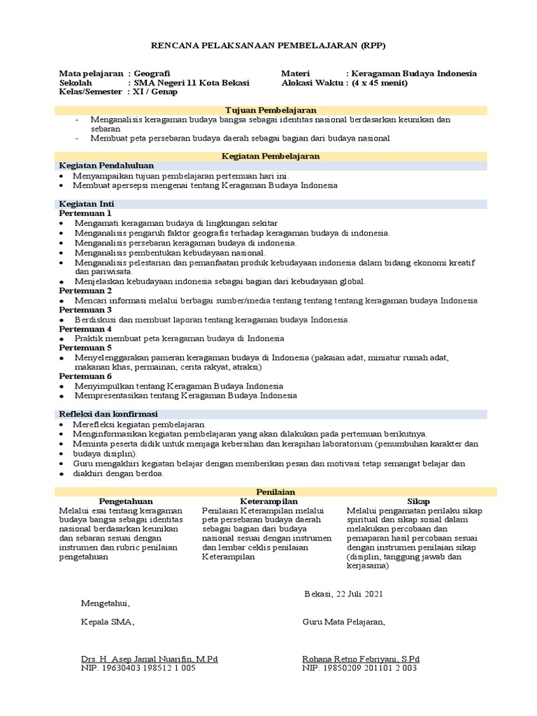 RPP Keragaman Budaya Indonesia | PDF