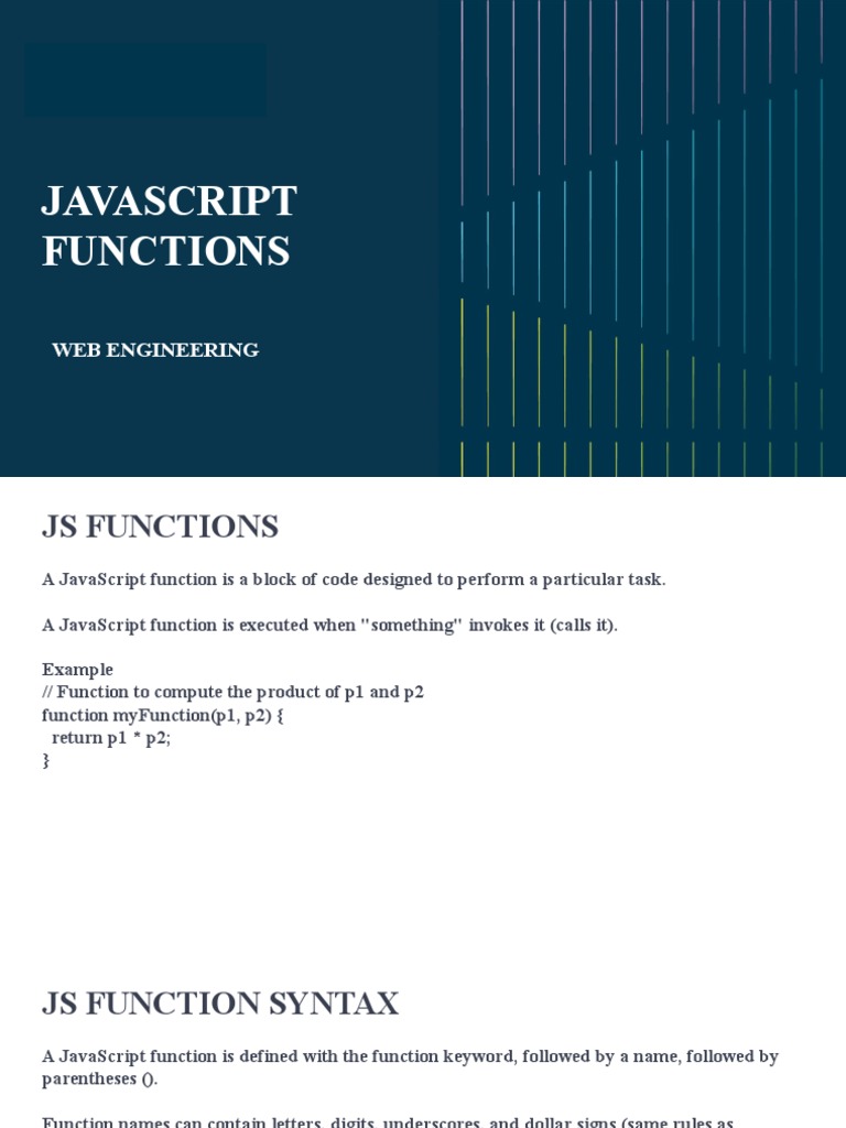 Week8 Jsfunctions Pdf Java Script Parameter Computer Programming