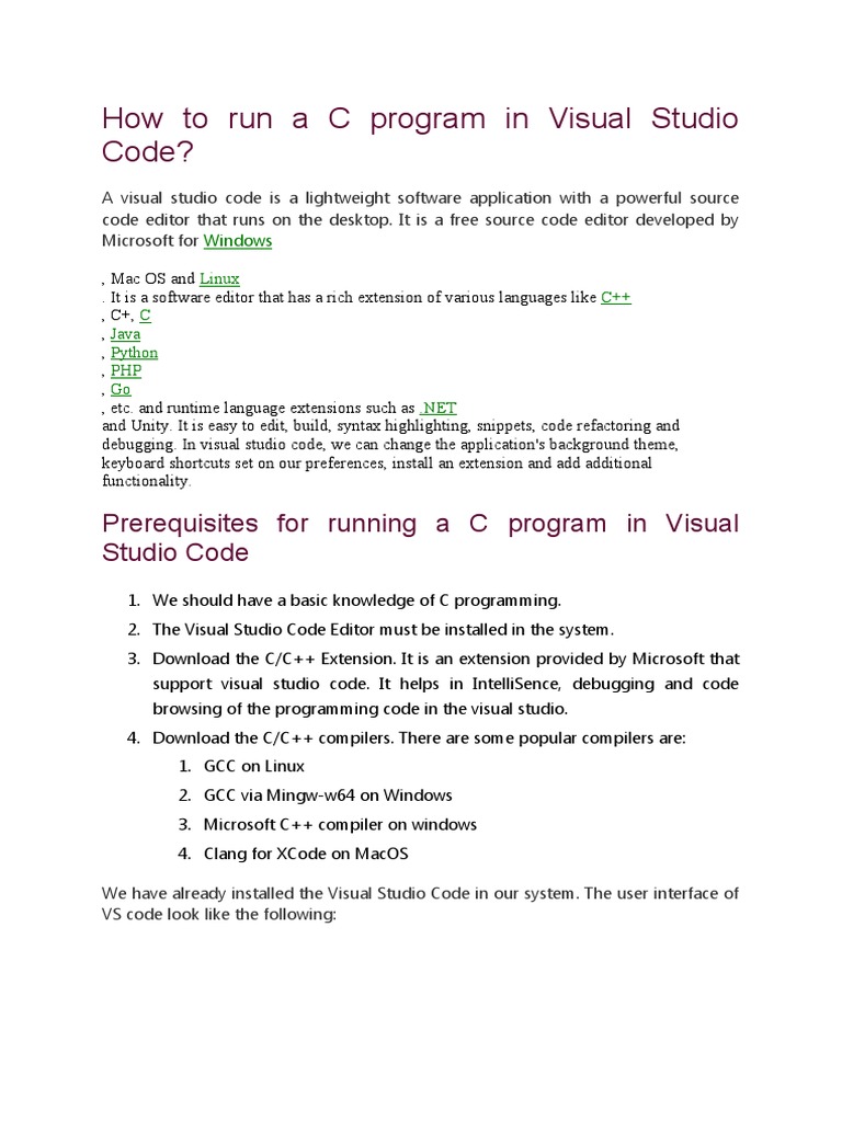 How To Run A C Program in Visual Studio Code | PDF | Source Code | Technology Development